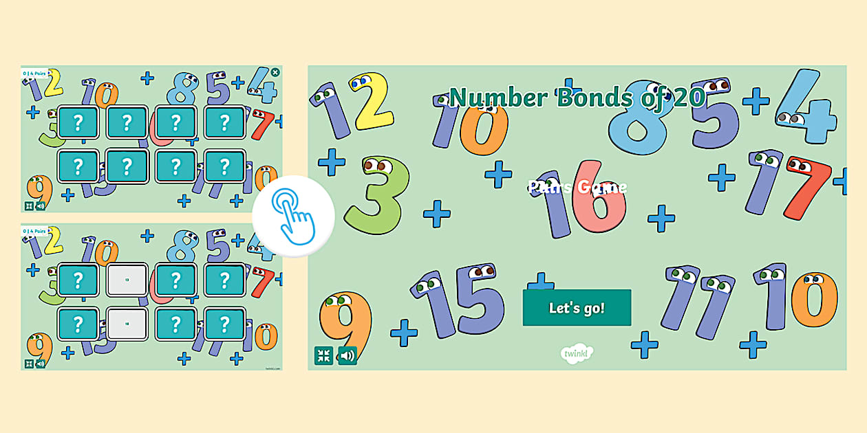 👉 Number Bonds of 20 Interactive Pairs Game - Twinkl
