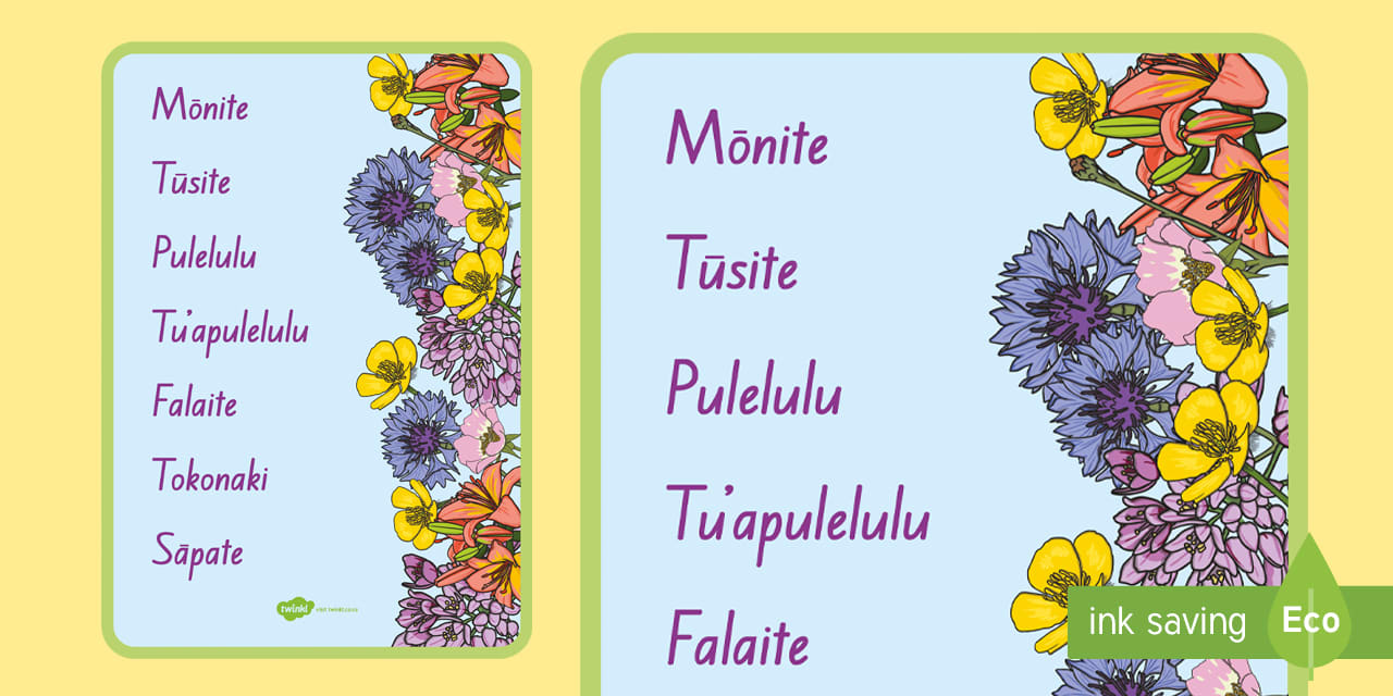 Tongan Days of the Week Display Poster (teacher made)