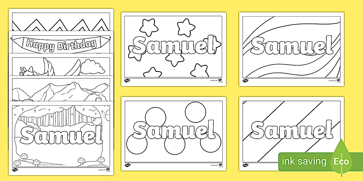 Samuel Name Simple Colouring Activity Sheets (teacher made)