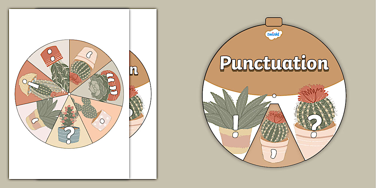 Succulents-Themed Punctuation Spinning Wheel (Teacher-Made)
