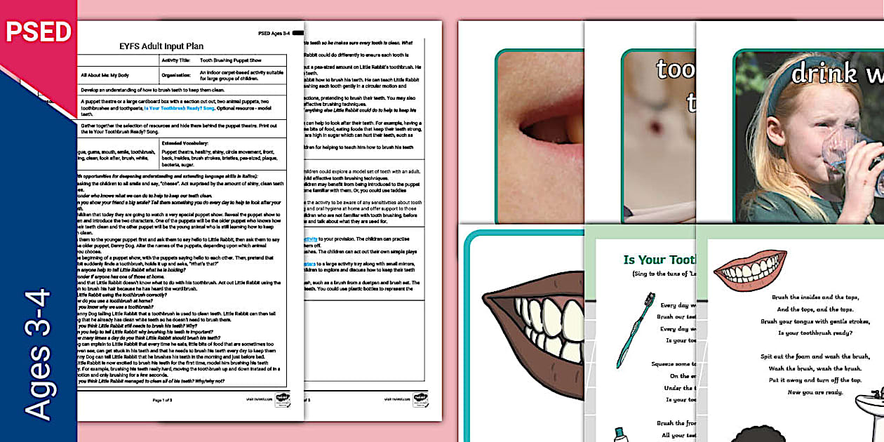EYFS Tooth Brushing Puppet Show Adult Input Plan and Pack