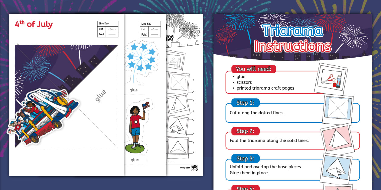 4th of July Triarama Craft - Twinkl Arts and Crafts - Twinkl