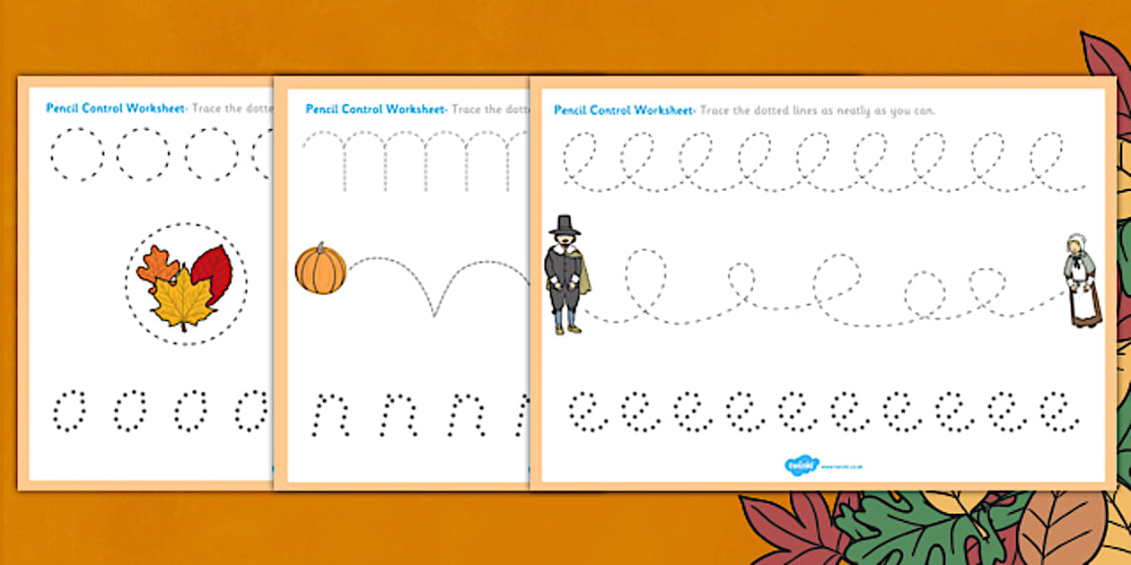 Thanksgiving Pencil Control Worksheets (teacher made)