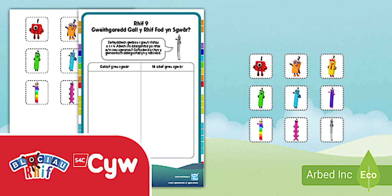 FREE! - Blociau Rhif: Taflen Weithgaredd Rhif 9 Gall y Rhif Fod yn Sgwâr?