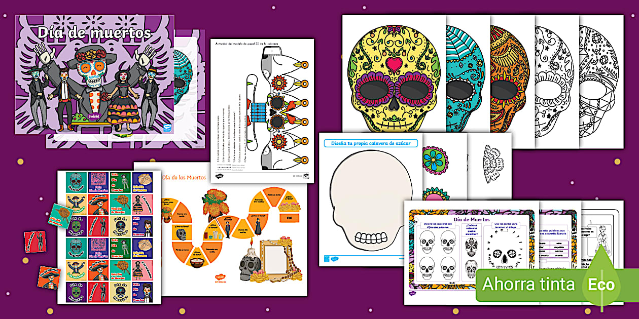 Paquete de decoraciones y actividades de Día de Muertos