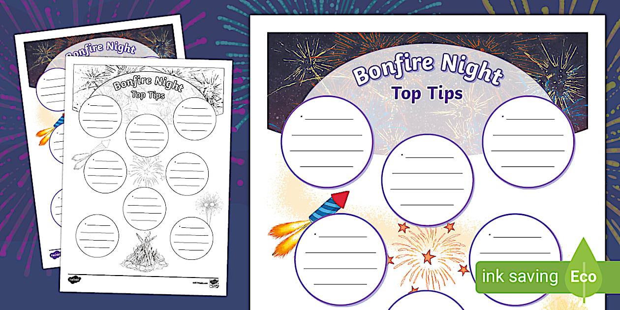 Bonfire Night Top Tips Writing Template