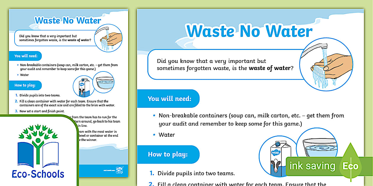 FREE! - Eco-Schools NI: Water Waste Game Rules - Twinkl