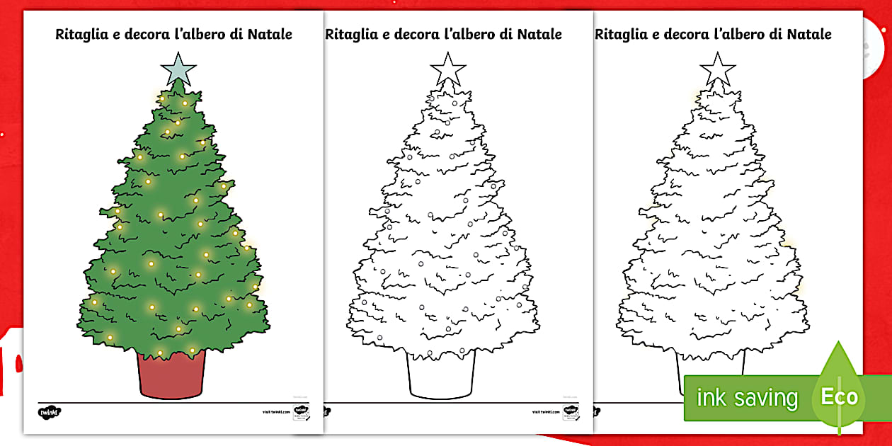 Ritaglia e dedora l'albero di Natale Attività - Twinkl