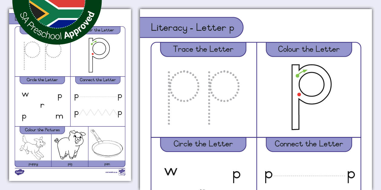 Preschool: Literacy: Letter p Worksheet