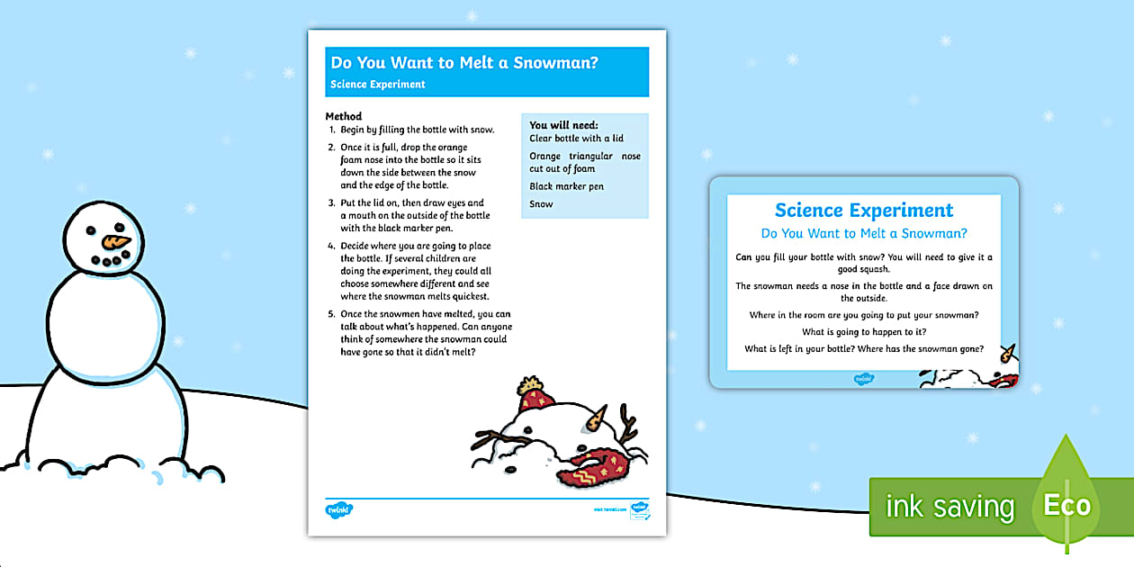 Do You Want To Melt A Snowman Science Experiment - Twinkl