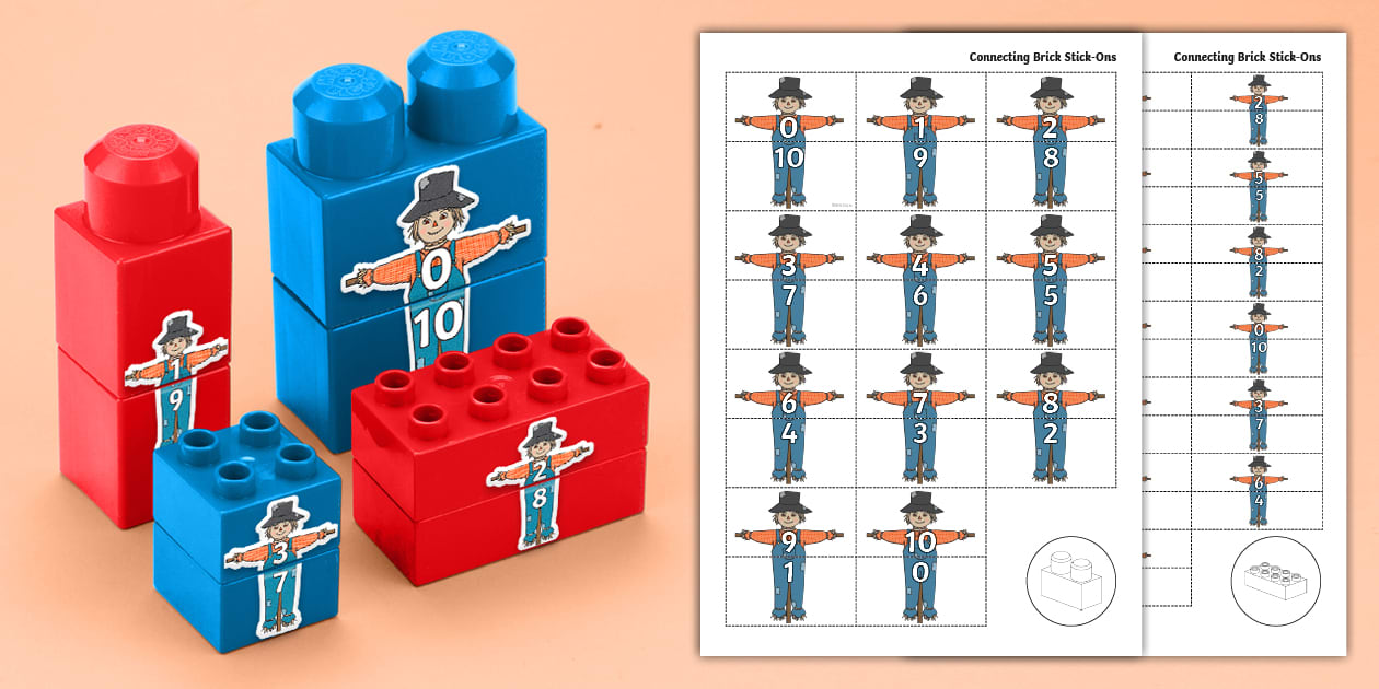 Scarecrow Number Bonds of 10 Matching Connecting Bricks Game