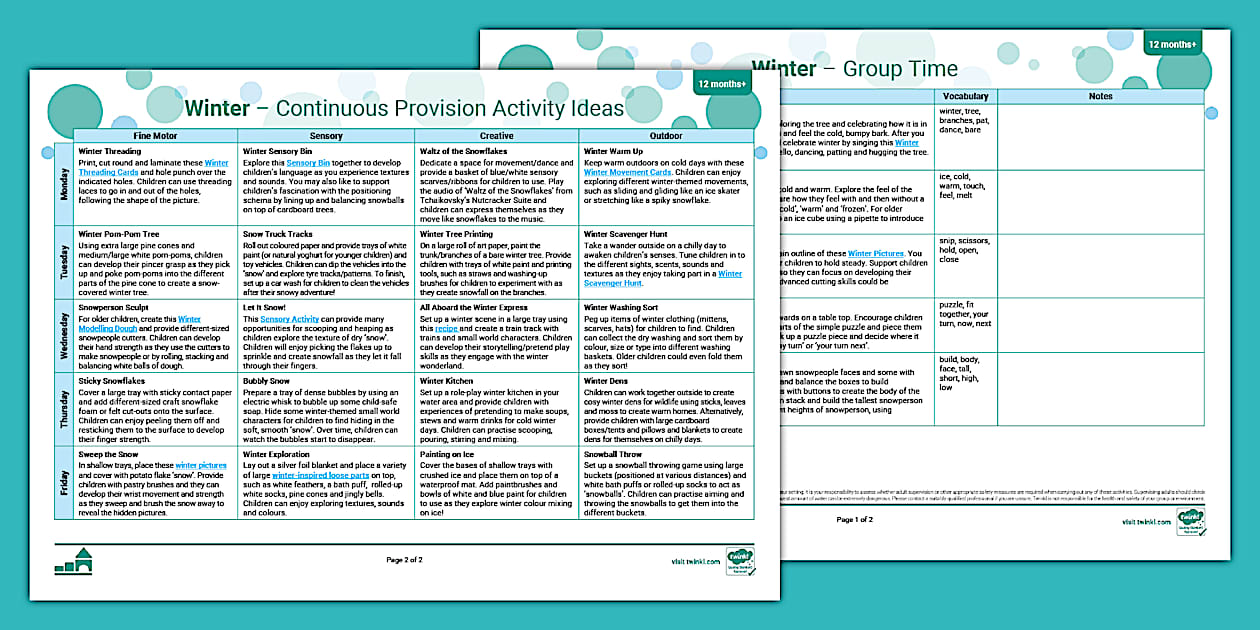 EYFS Toddler Room Planning: Winter | Planning - Twinkl