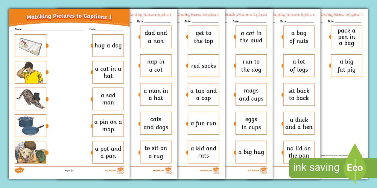 Matching Pictures to Captions Phonics Worksheet [Teens, A1-A2]