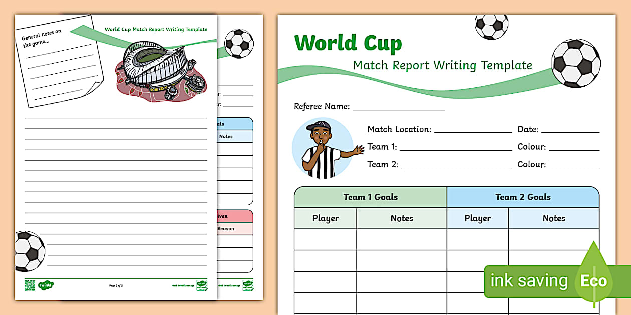 World Cup Match Report Writing Template (teacher made)