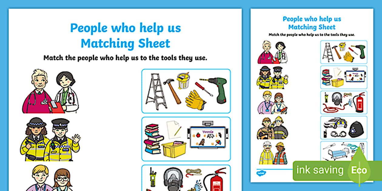 People Who Help Us and their Tools Matching Worksheet / Worksheet