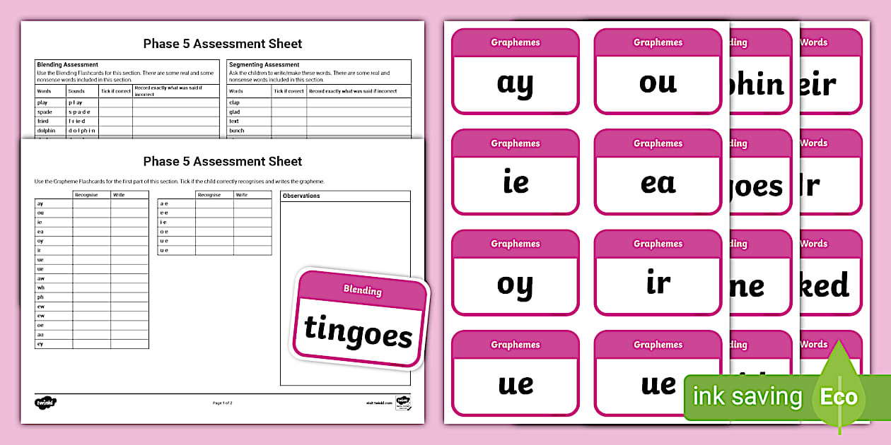 Editable Phase 5 Phonics Letters and Sounds Assessment Sheets