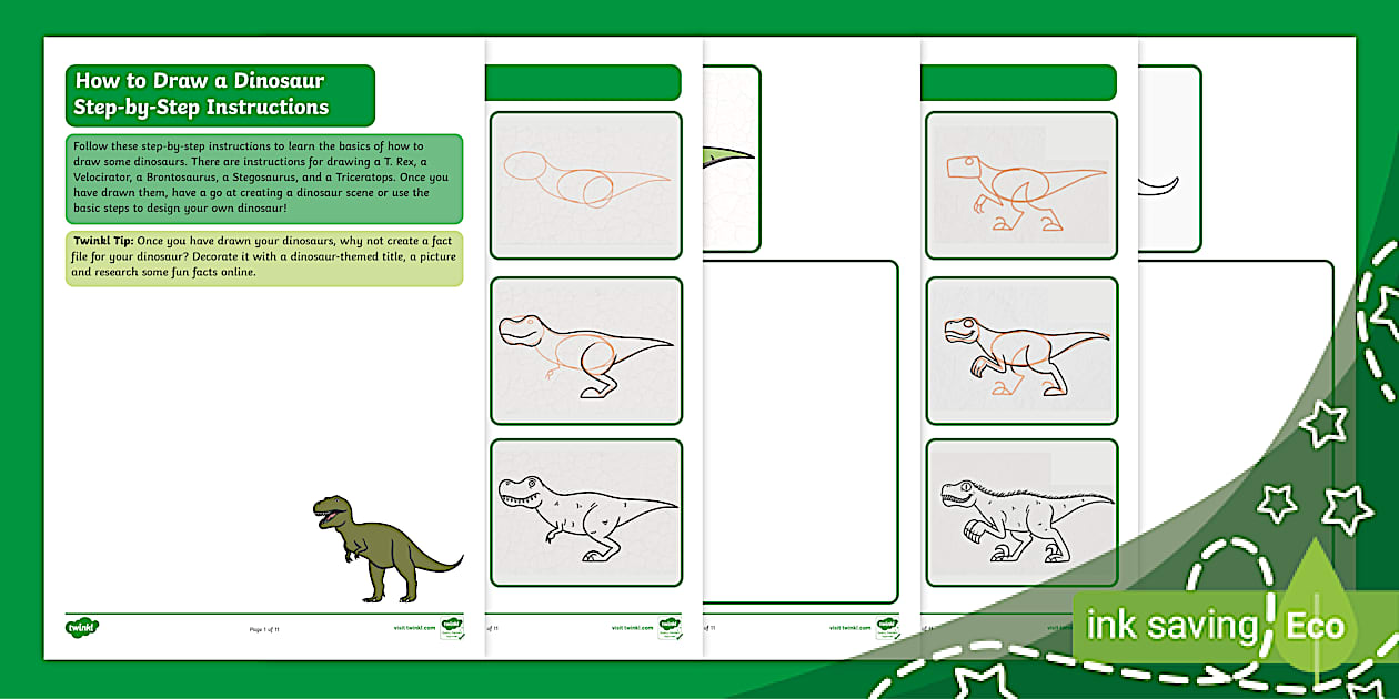 How to Draw a Dinosaur (teacher made) - Twinkl