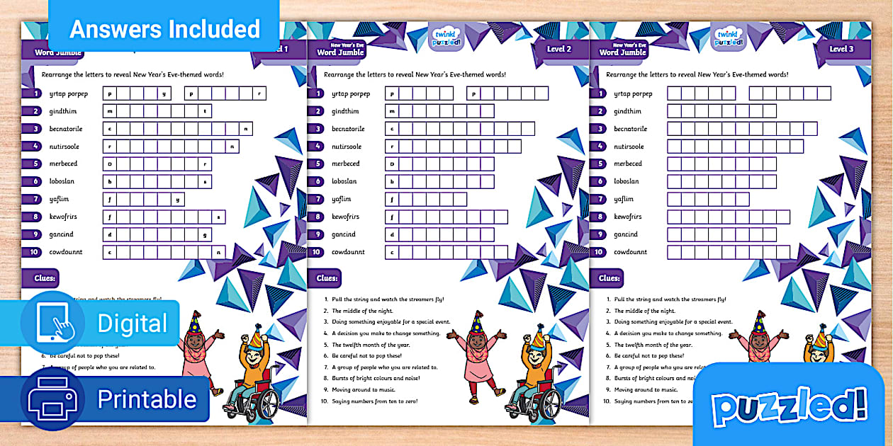 New Year's Eve word search - Twinkl Puzzled - Kids - AL