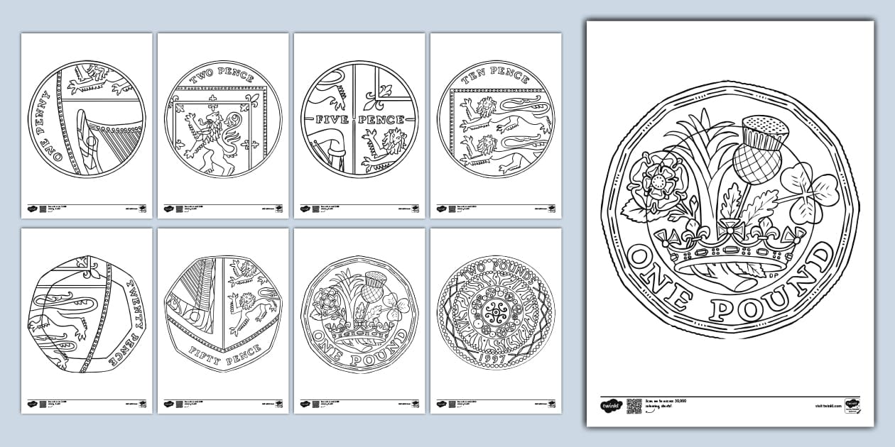 British (UK) Coins Colouring Sheets (teacher made) - Twinkl