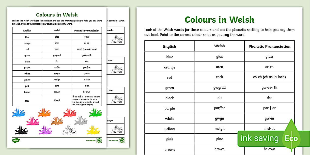 Learn Welsh Colours Activity Sheet (teacher made) - Twinkl