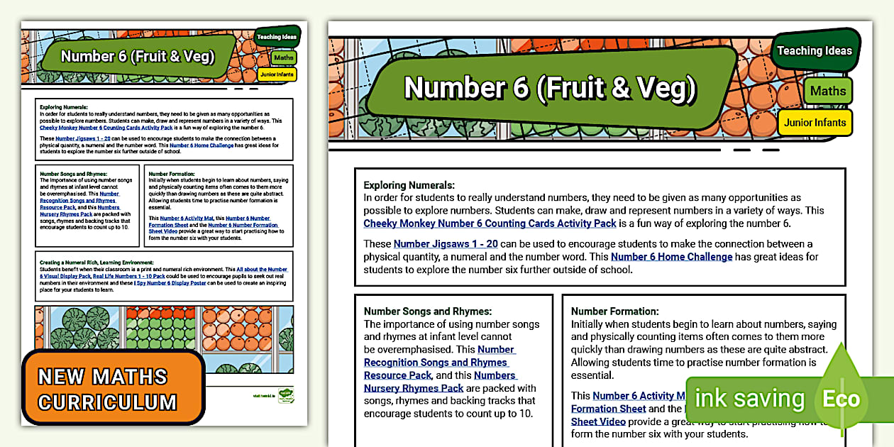 FREE! - Number Six Fruit And Veg Teaching Ideas | Twinkl Ireland
