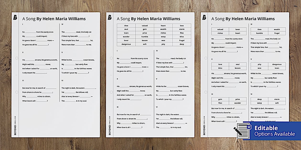 A Song Cloze Activity (teacher made) - Twinkl