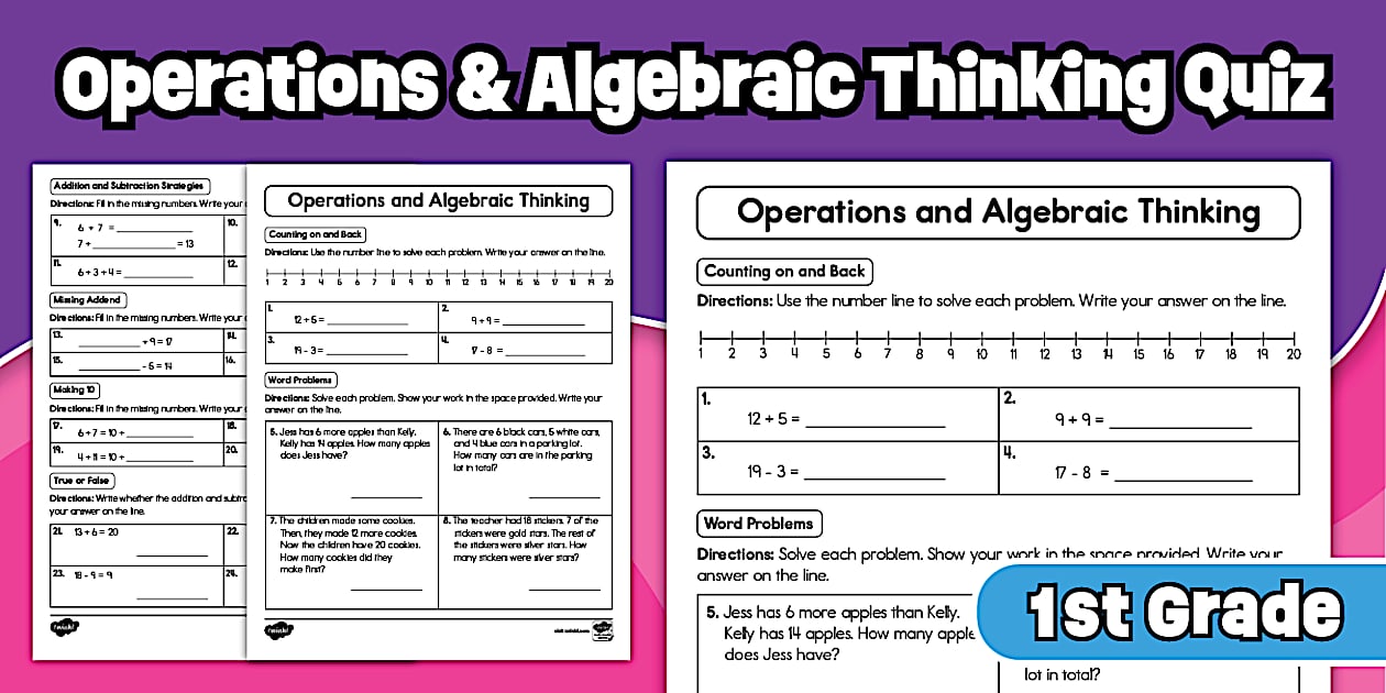 First Grade Operations and Algebraic Thinking Quiz