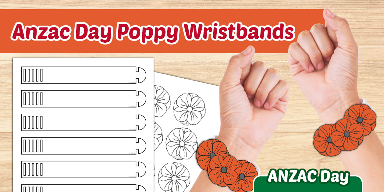 Anzac Day Poppy Wristbands
