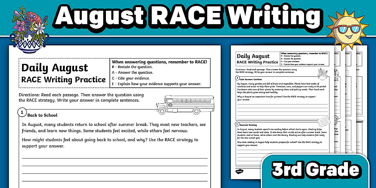 Third Grade August RACE Writing Morning Work