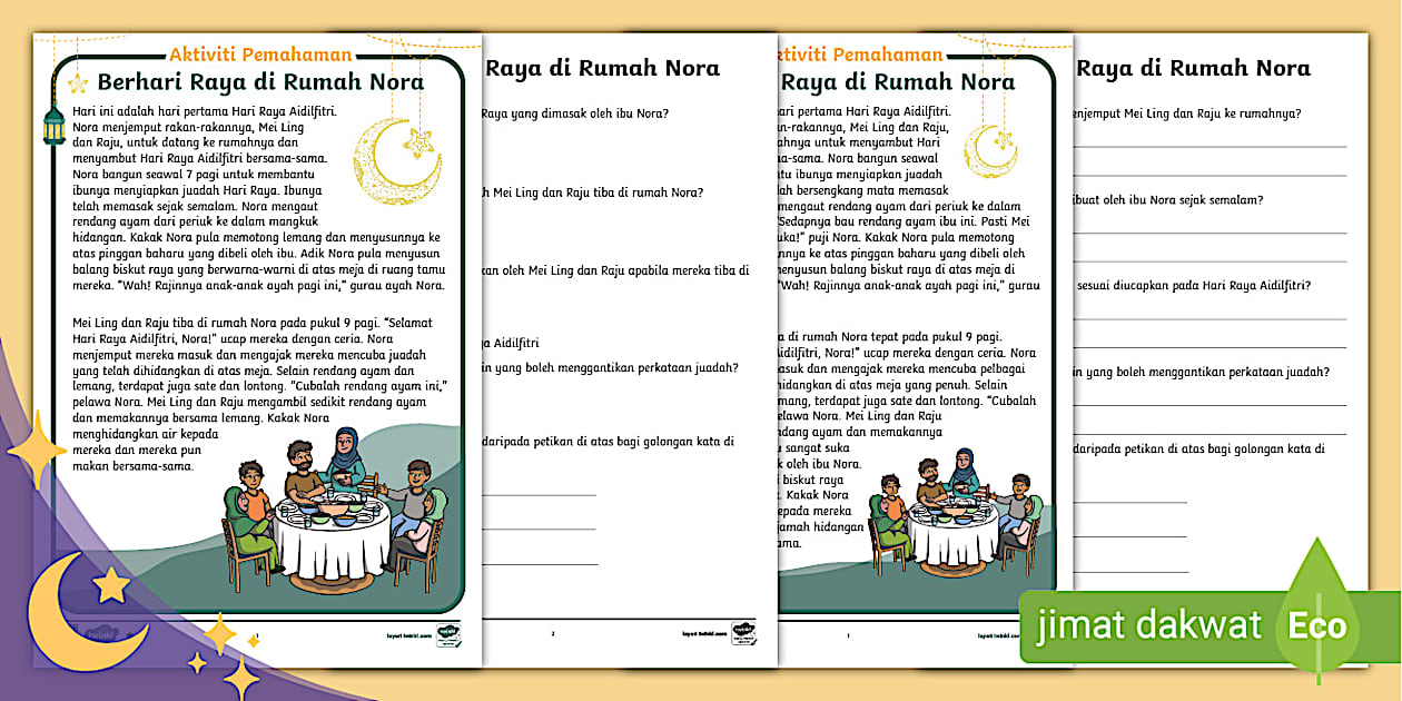Hari Raya Aidilfitri 2023 - Aktiviti Pemahaman - Twinkl