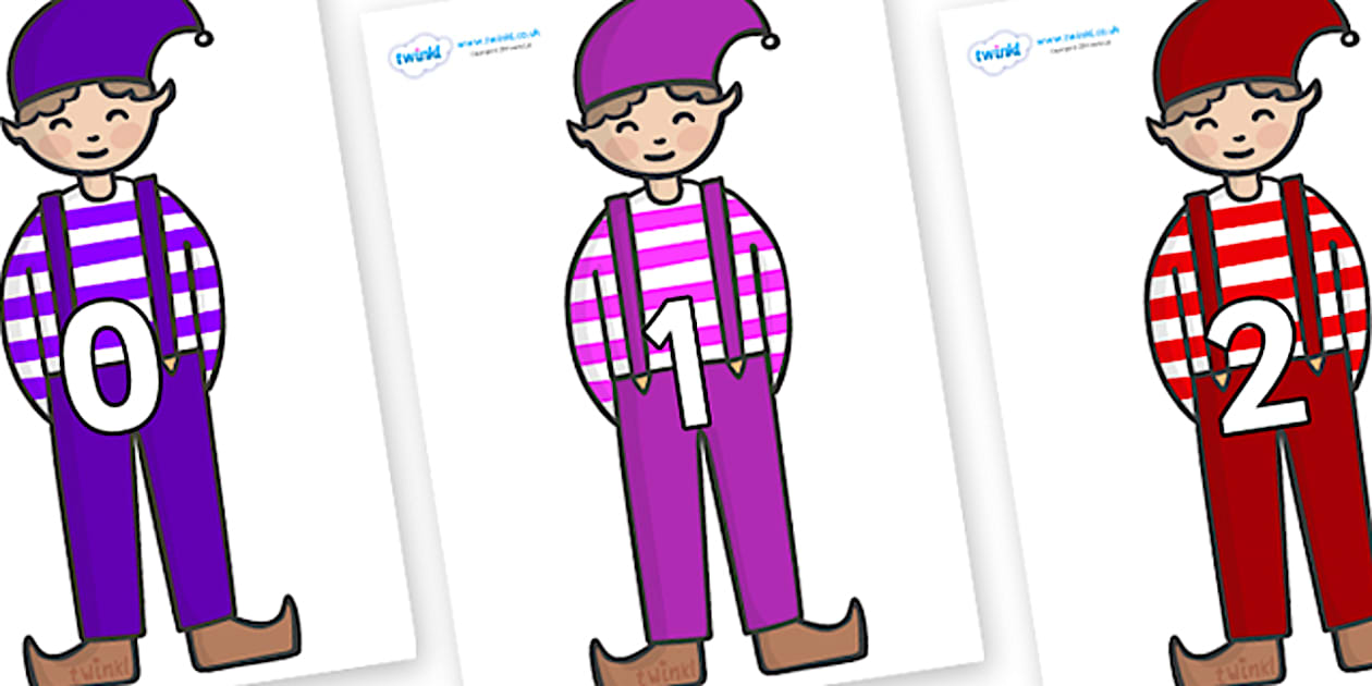 Numbers 0-31 on Elf (Boy) (teacher made) - Twinkl