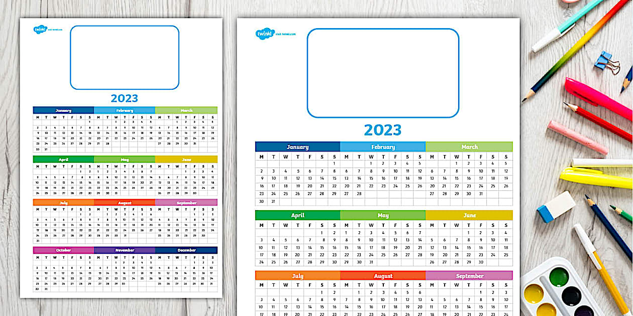 Editable 2023 One Page Calendar (teacher made) - Twinkl
