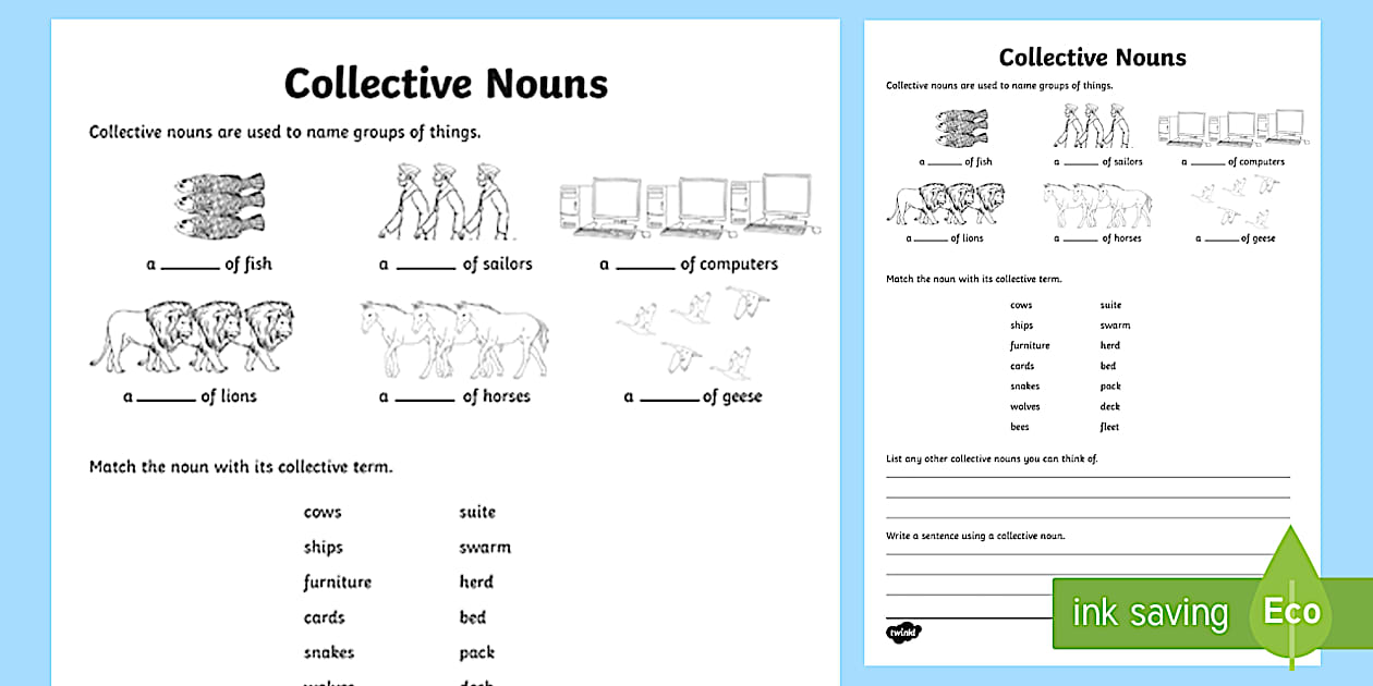 Collective Nouns Worksheet | Explore Teaching Resources