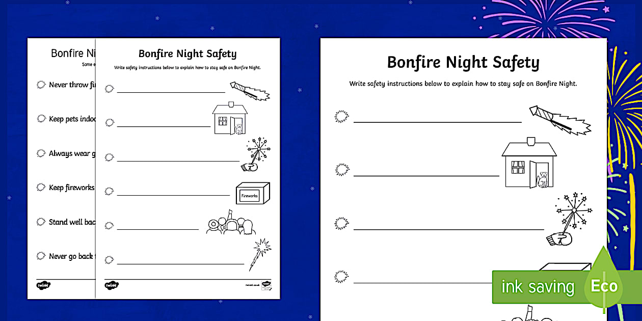 Bonfire Night Safety Writing Worksheet / Poster - Twinkl