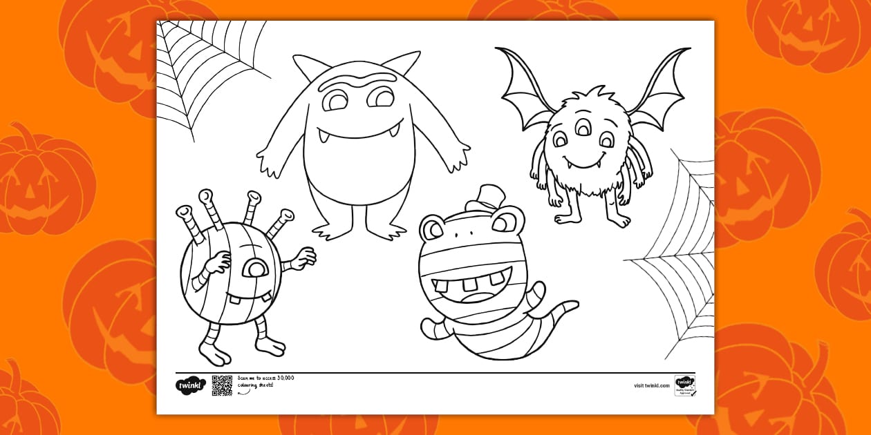 Halloween Colouring Page Monsters | Colouring Sheets