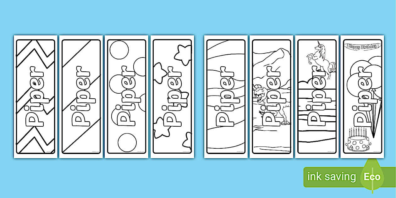 Piper Name Simple Colouring Bookmarks (Teacher-Made)