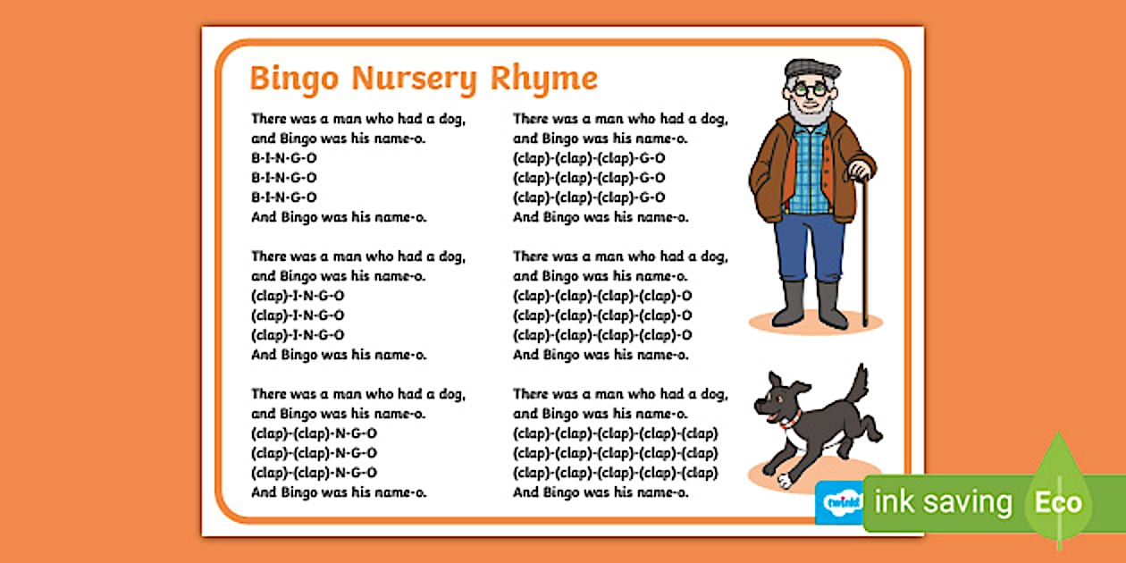 Bingo Nursery Rhyme Display Poster