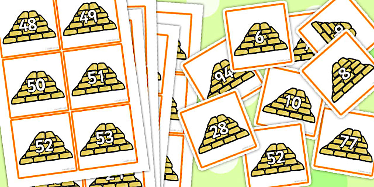 Rumpelstiltskin KS1 Gold Number Cards 1 to 100 - Twinkl