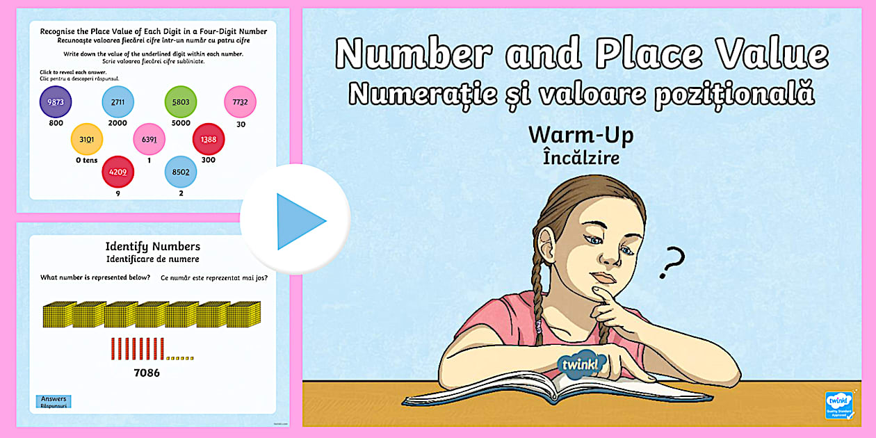 Year 4 Number and Place Value Warm Up PowerPoint English/Romanian