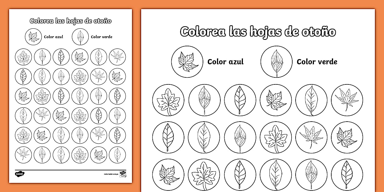 Atención y concentración: pinta las hojas de otoño según la indicación