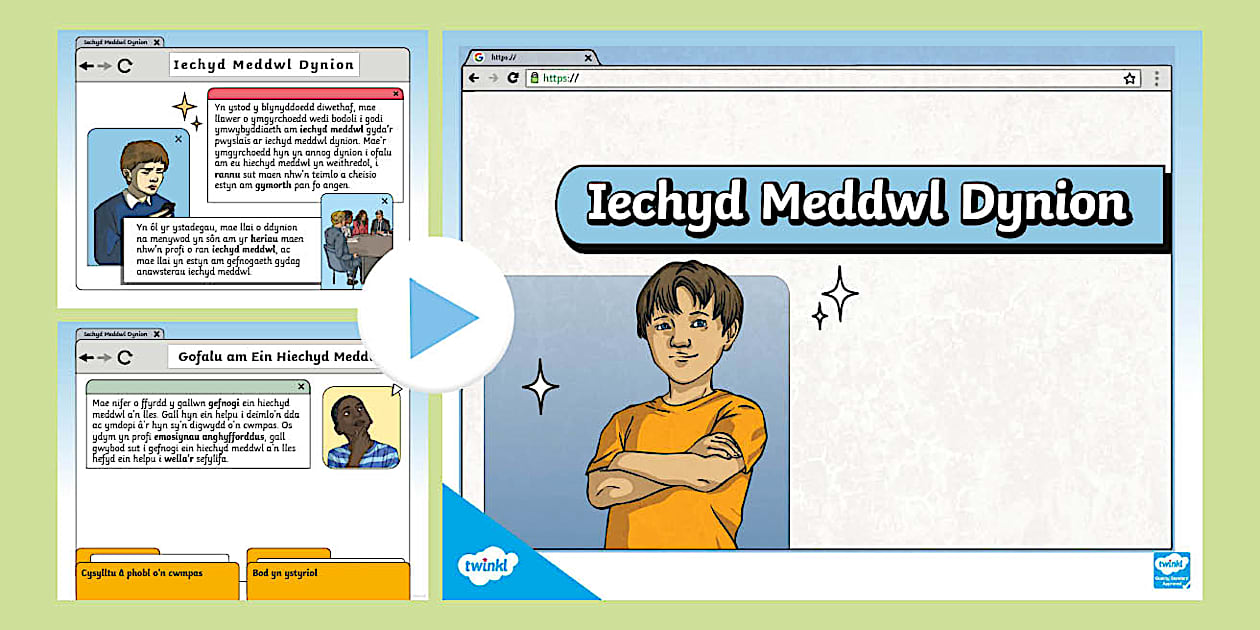 Pŵerbwynt Gwybodaeth Iechyd Meddwl Dynion (teacher made)