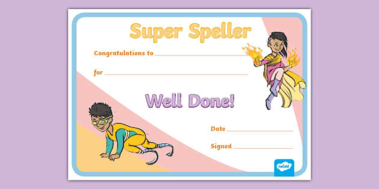 Super Spelling Award (teacher made) - Twinkl