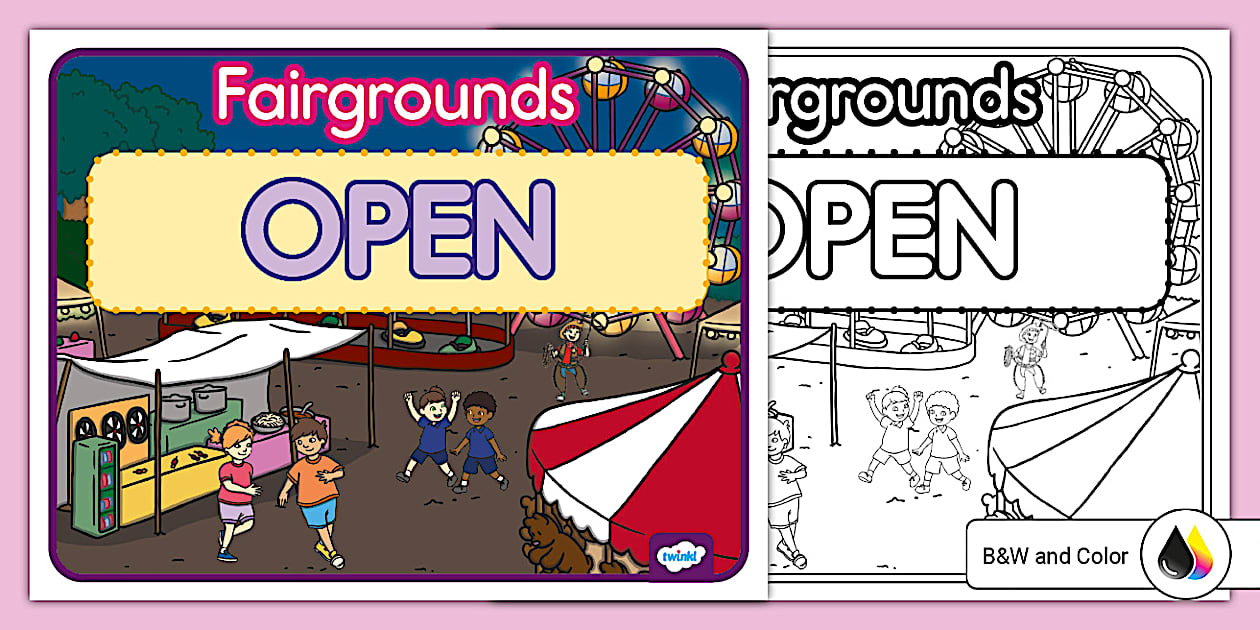 Fairgrounds Dramatic Play Open Sign (teacher made) - Twinkl