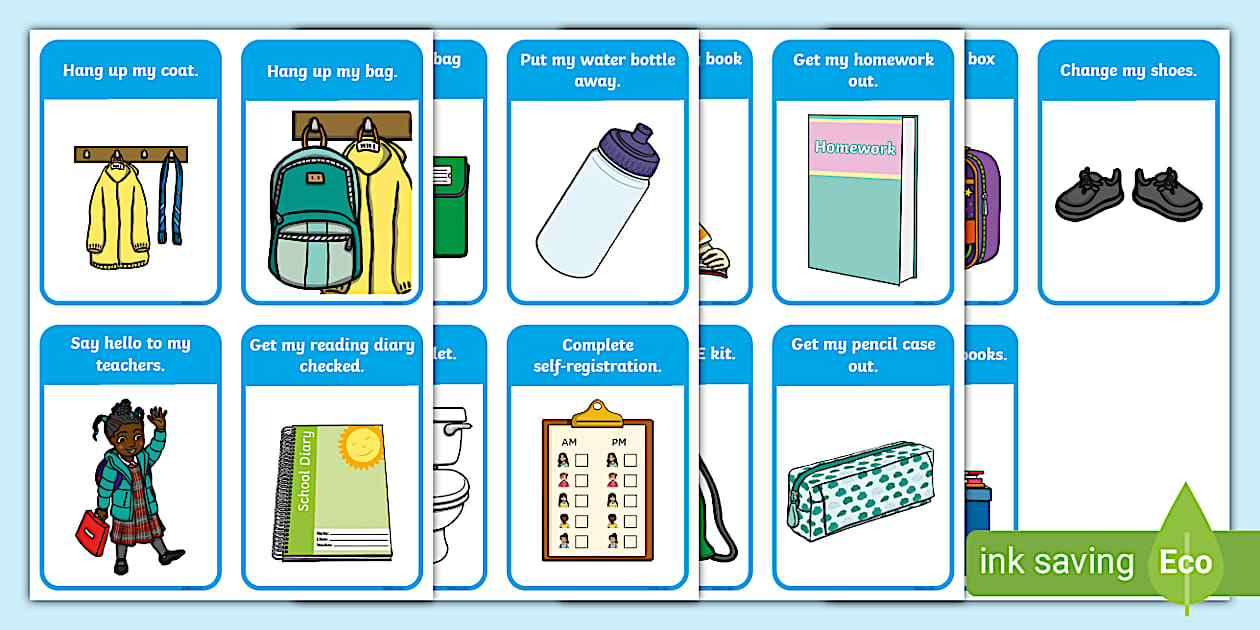 Am I Ready for the Day? Reminder Cards (teacher made)