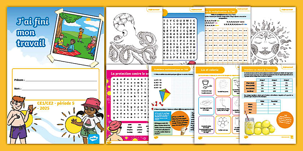 J'ai fini mon travail - Livret d'activités CE1/CE2 - édition été 2025