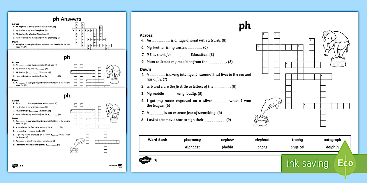 ph Sound Differentiated Crossword (teacher made) - Twinkl