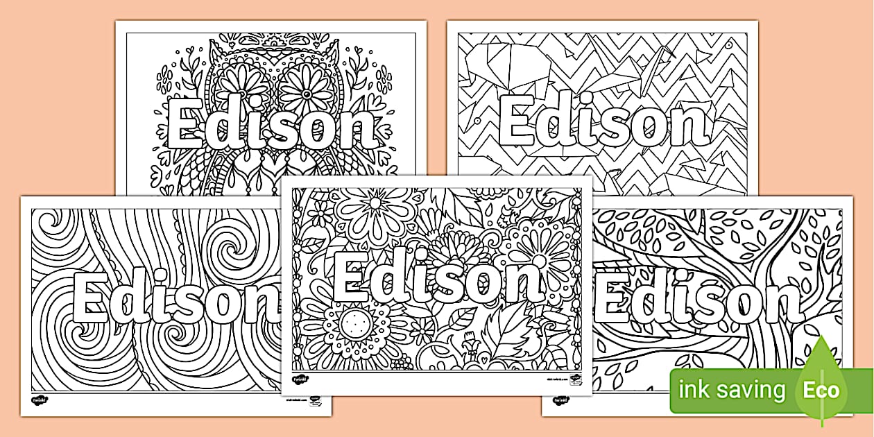 Edison Mindfulness Name Colouring Activity | Twinkl | KS1