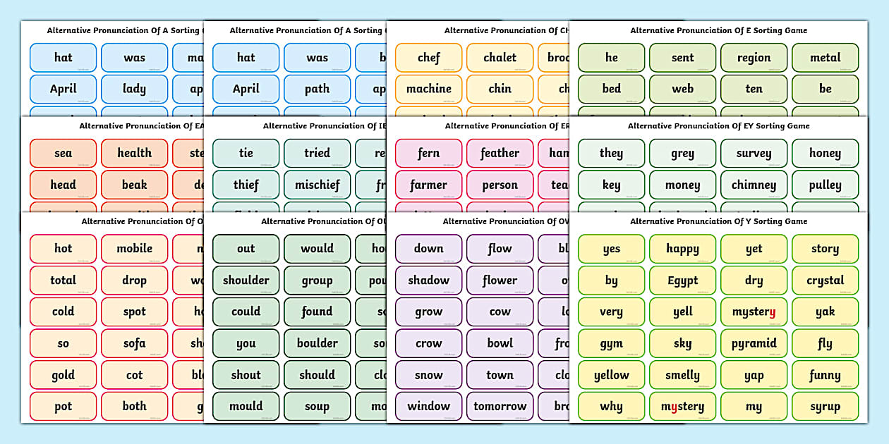 Alternative Pronunciation Sorting Game Pack (teacher made)