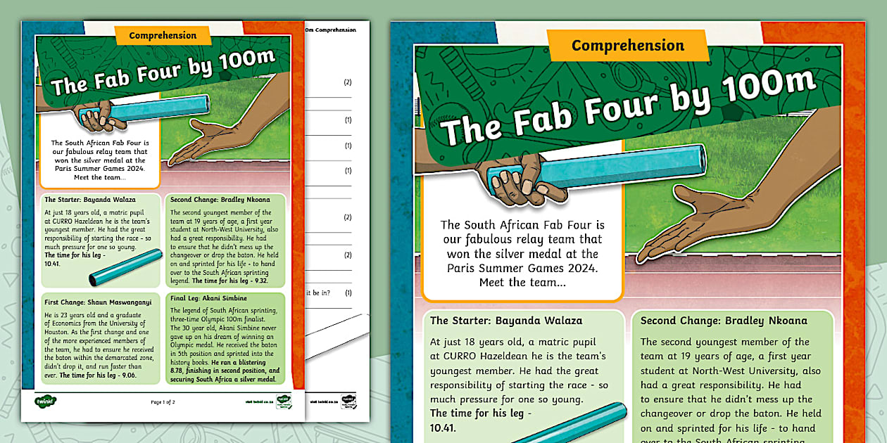 Reading Comprehension: The Fab Four by 100 (teacher made)