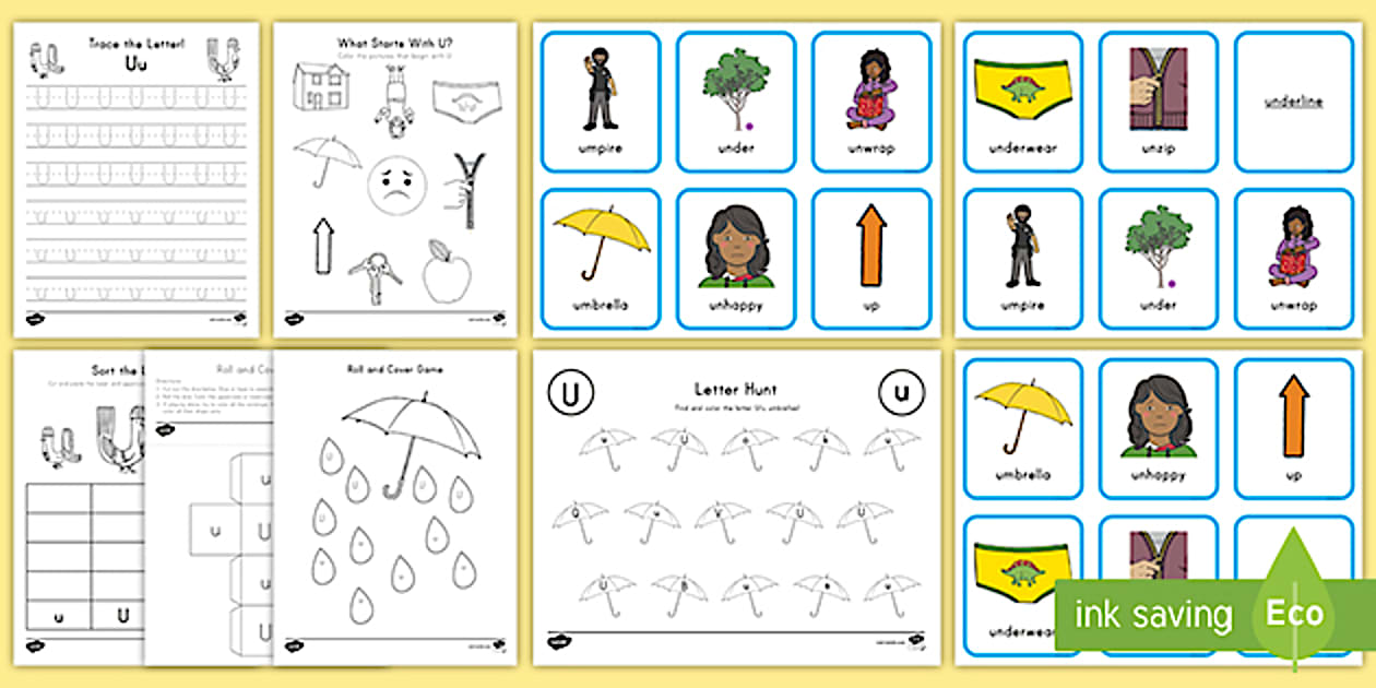 Letter U Activity Pack - Alphabet Packets - Twinkl USA